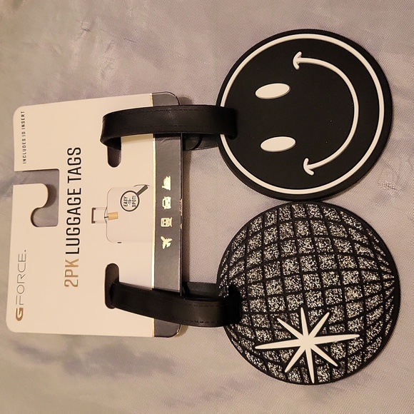 g force | Bags | Smiley Face And Dicso Ball Luggage Tag 2pc Set | Poshmark